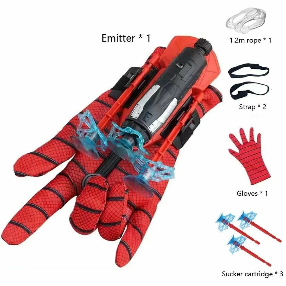 Перчатка Человек-Паук Spider-Man с паутиной Cтреляющий бластер с присосками игрушка на руку для детей
