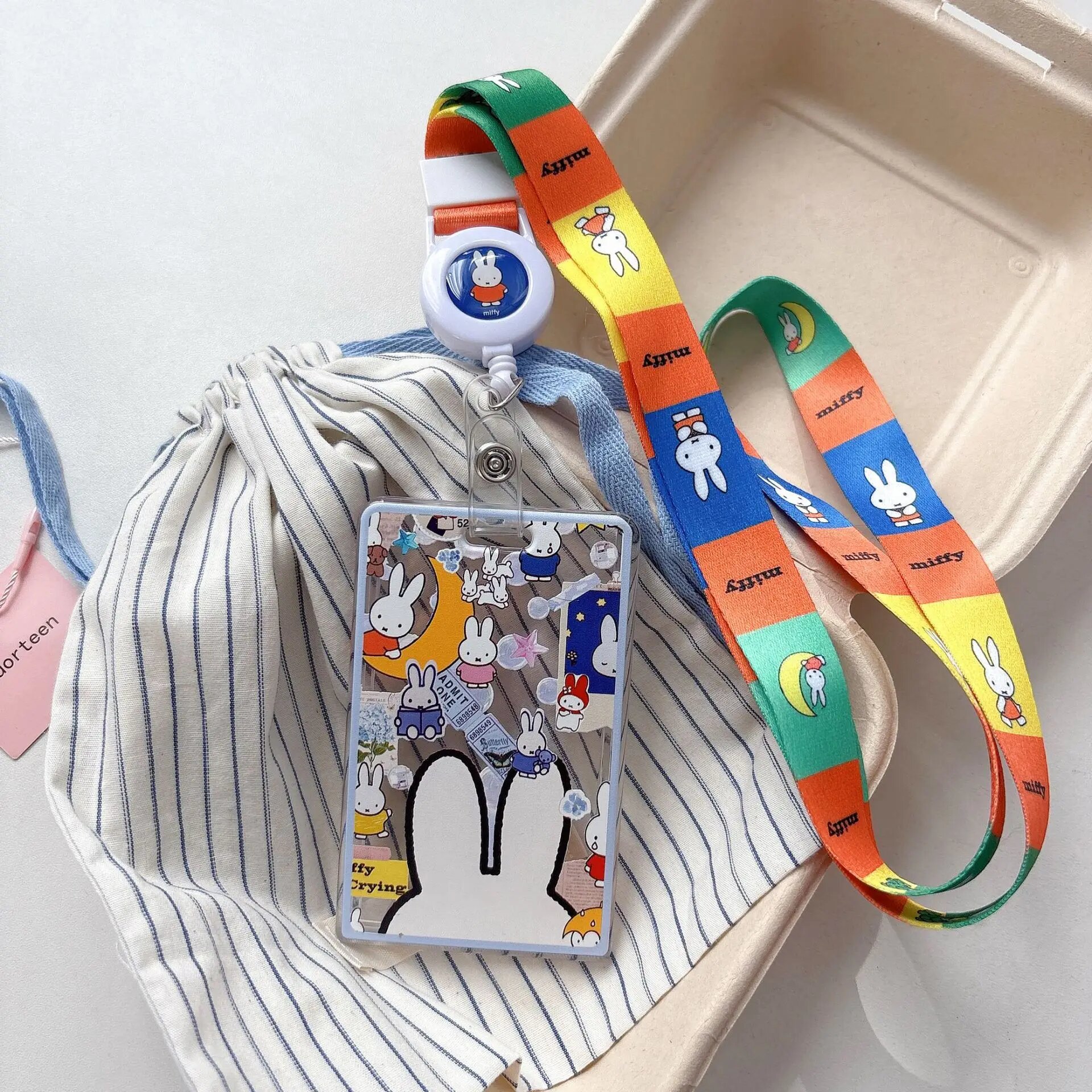 Милый чехол для ID-карты Miffy, держатель для студенческого пропуска, футляр для карт - Защитный чехол для школьной карты, с изображением кролика Miffy