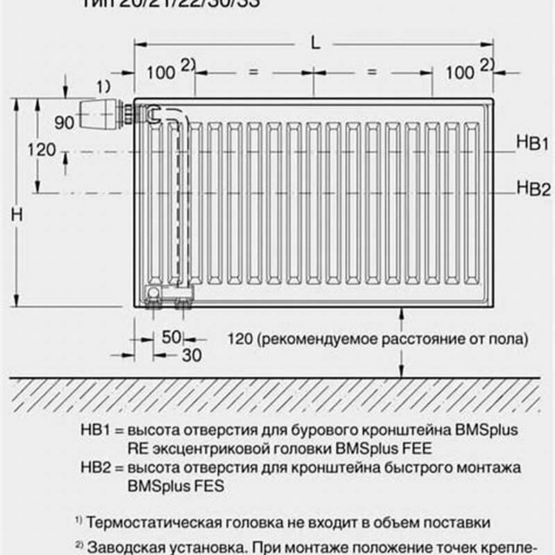 Радиатор Buderus VK-Profil 22/500/1800 (RU), нижнее подключение