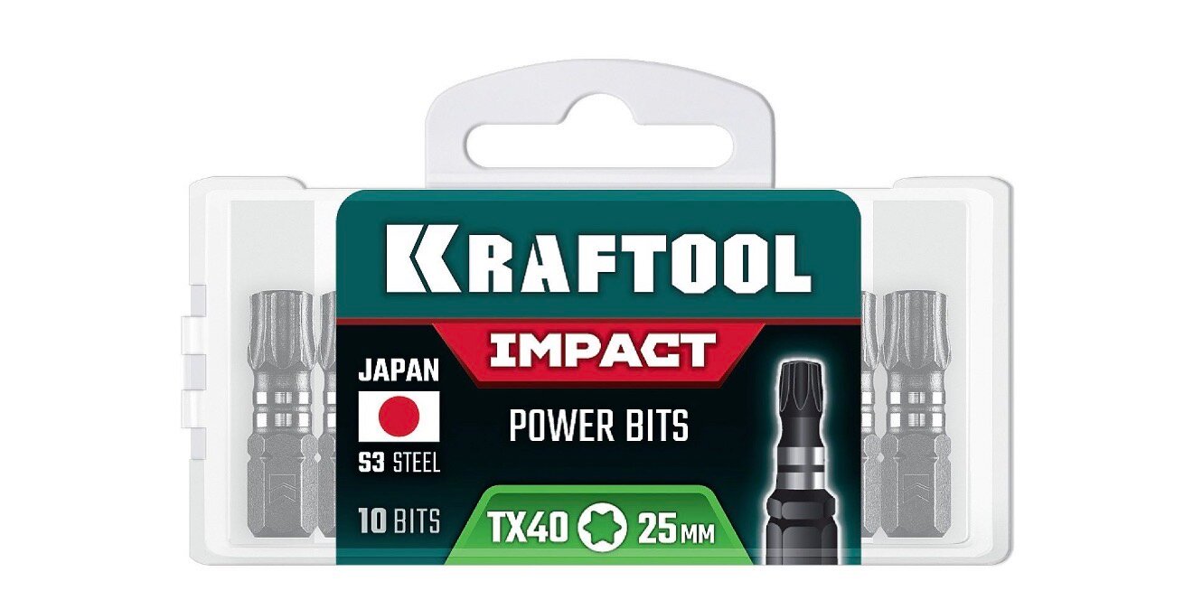 KRAFTOOL Impact TX 40, 25 мм, 10 шт, ударные биты (26195-40-25-S10)