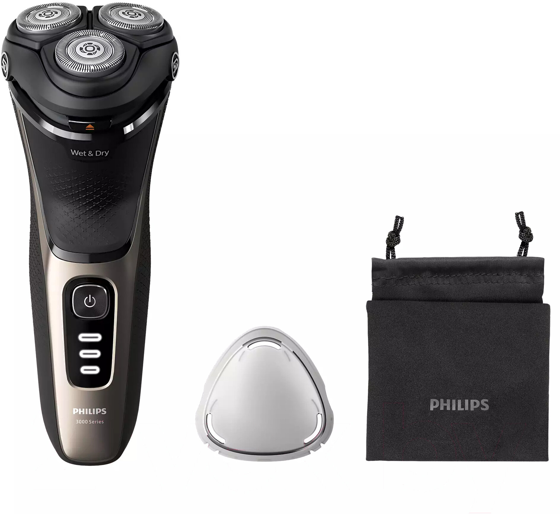 Бритва роторная Philips S3242/12 реж. эл:3 питан: аккум. черный/серебристый