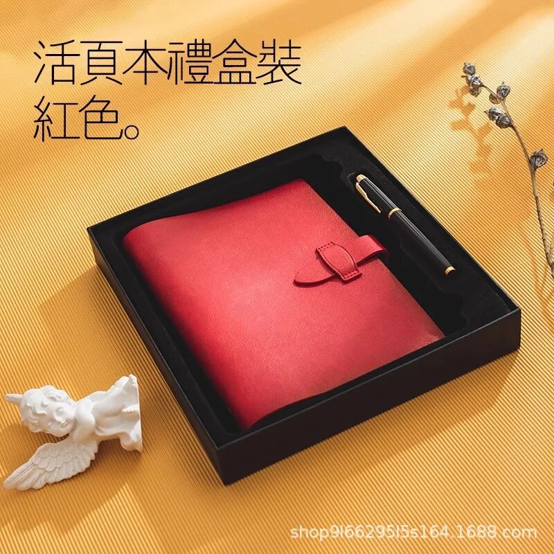 Обложка для блокнота A5 из кожи CNGRANDBAG Красный, A5 blank inner, red with box