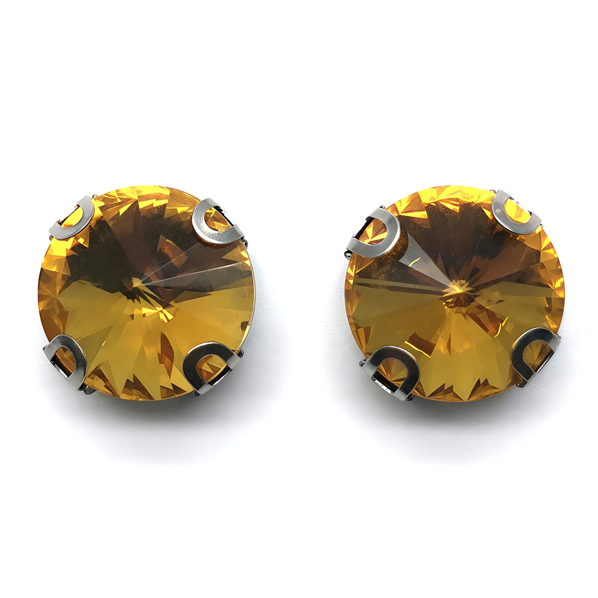 Стразы V-REX стеклянные круглые с когтями 10mm - 30PCS, Gold Yellow