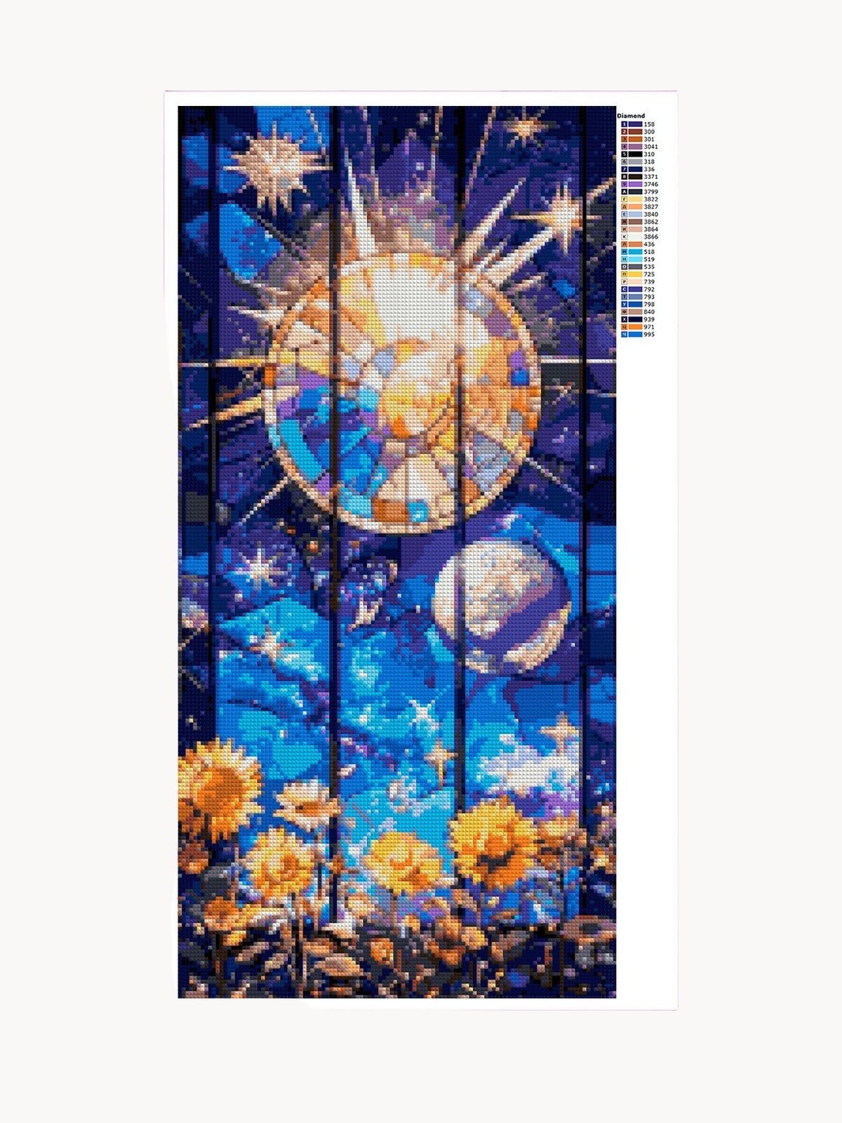 Алмазная мозаика без подрамника - вышивка Ночь 30 х 60 см