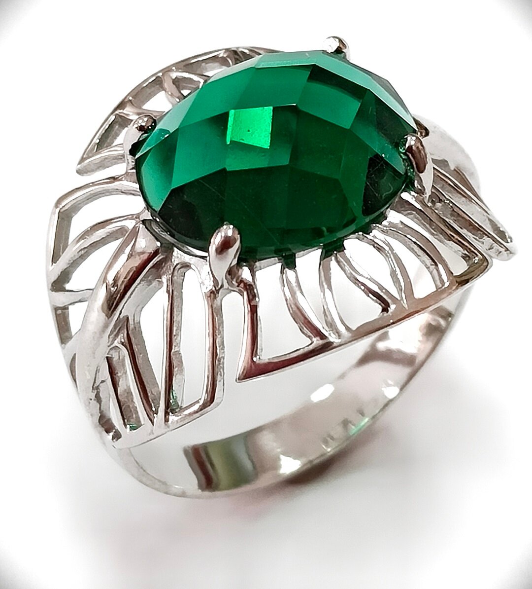 Кольцо, серебро, 925 проба, родирование, фианит