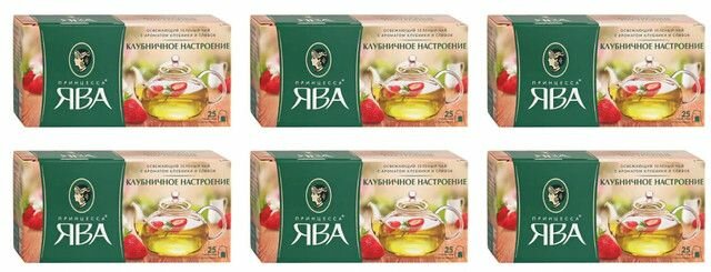 Принцесса Ява чай зеленый Клубничное настроение 25 пакетиков 6 упаковок
