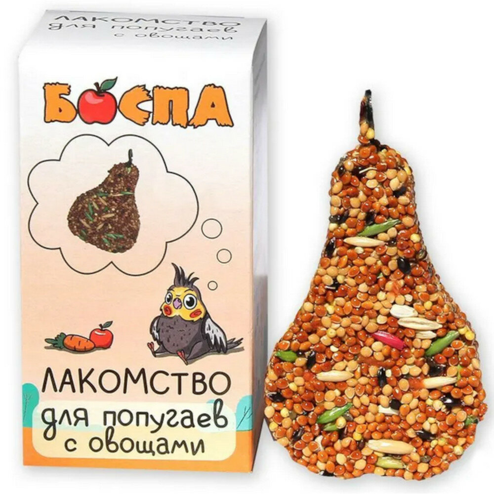 Лакомства для попугаев Груша с овощами 100г 3 в 1 боспа 2/45