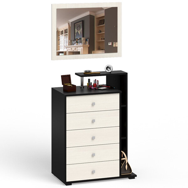 Комод Камелия + Зеркало, цвет венге/дуб лоредо