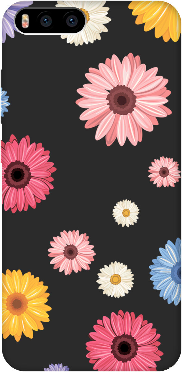 Матовый чехол Gerberas для Xiaomi Mi 6 / Сяоми Ми 6 с 3D эффектом черный