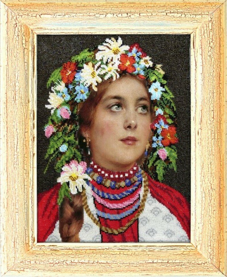 Набор для вышивания Вышиваем бисером #В-41 Весенний венок, Вышивка бисером, 26 x 35 см