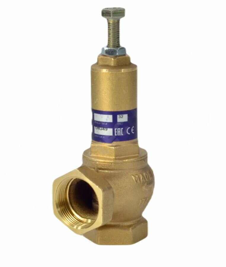 Клапан предохранительный пружинный угловой латунь 111 Ду 20х20 ВР G3/4"хG3/4" Рн 0.5.16бар OR 0111.320