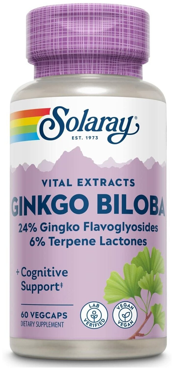 Solaray Vital Extracts Ginkgo Biloba (Гинкго Билоба) 60 мг 60 вег капсул