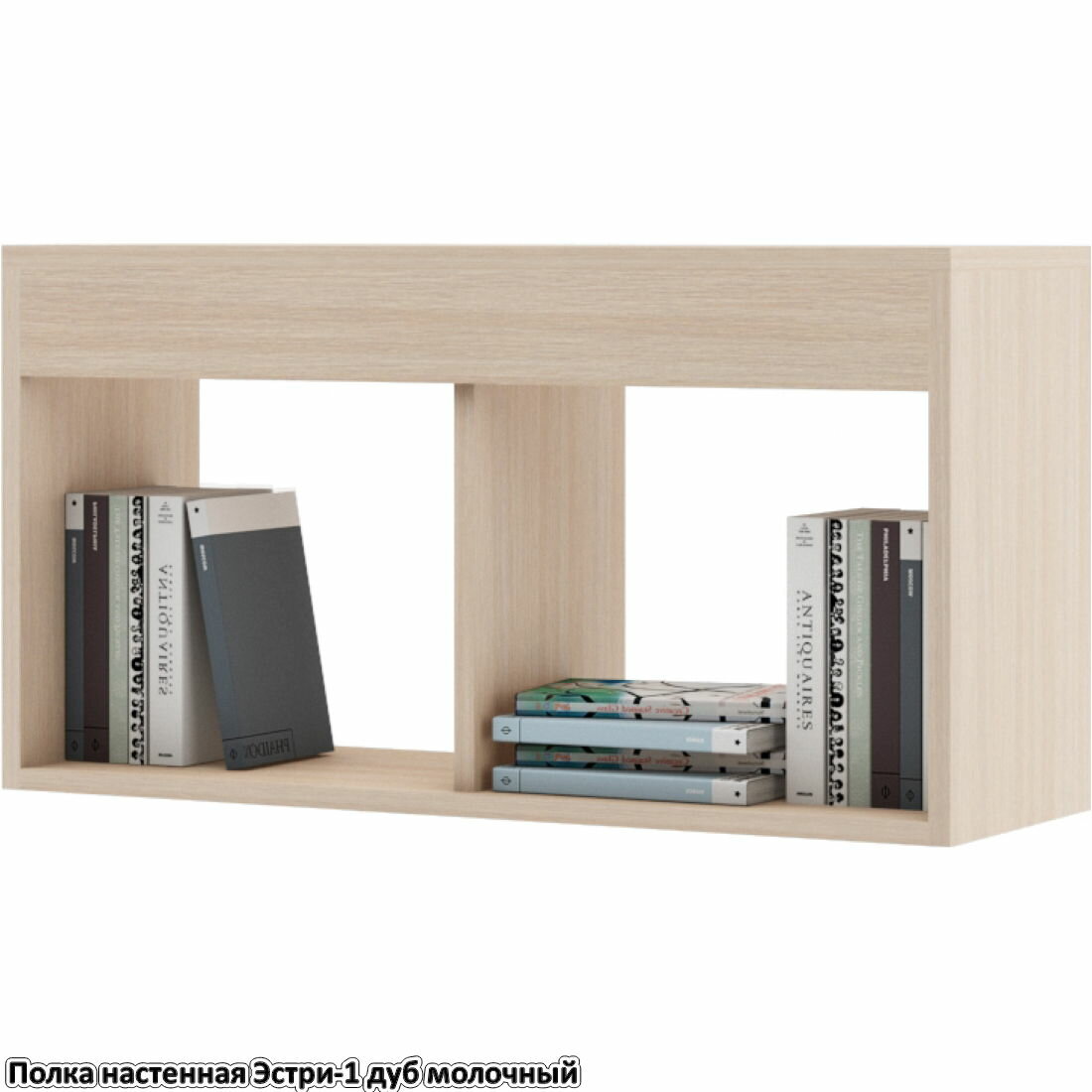 Полка настенная Эстри-1 Дуб-молочный, ЛДСП, МФ Владимир VMF, 75,8х40х25 см.
