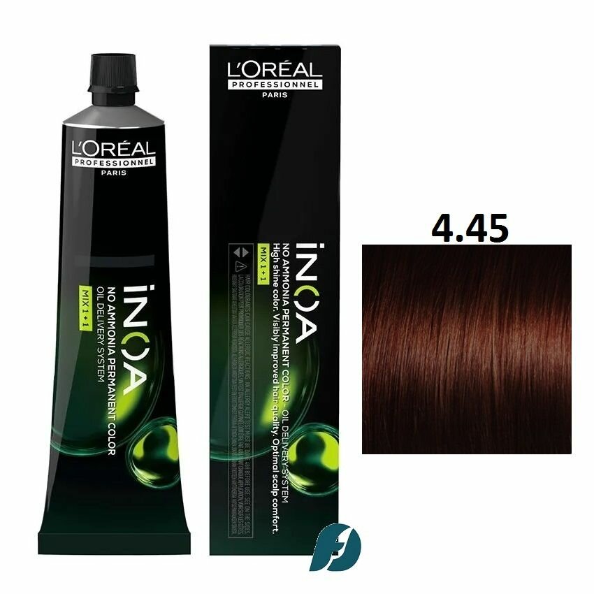 L'Oreal Professionnel iNOA 4.45 Шатен медный красное дерево. Перманентный краситель окислением без аммиака, 60 гр