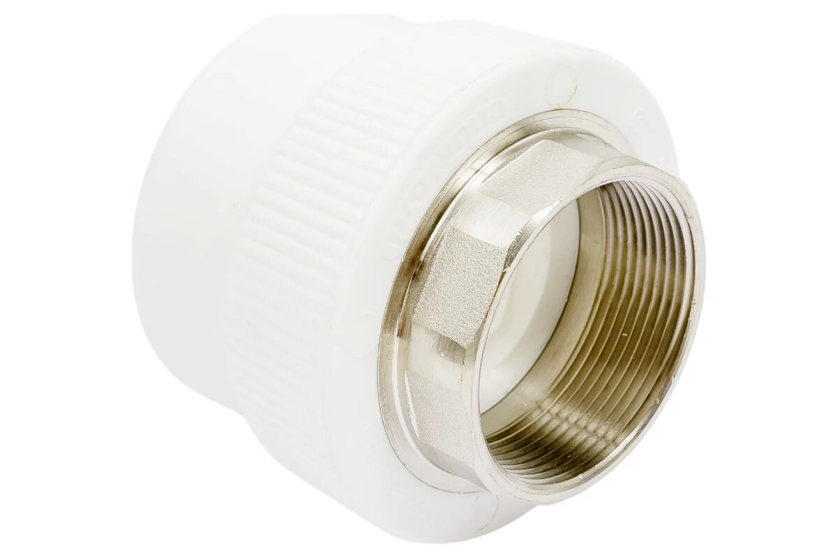 PRO AQUA PP-R ВР комбинированная муфта под ключ белая d-50 мм, 2 дюйма, PA22523Pb