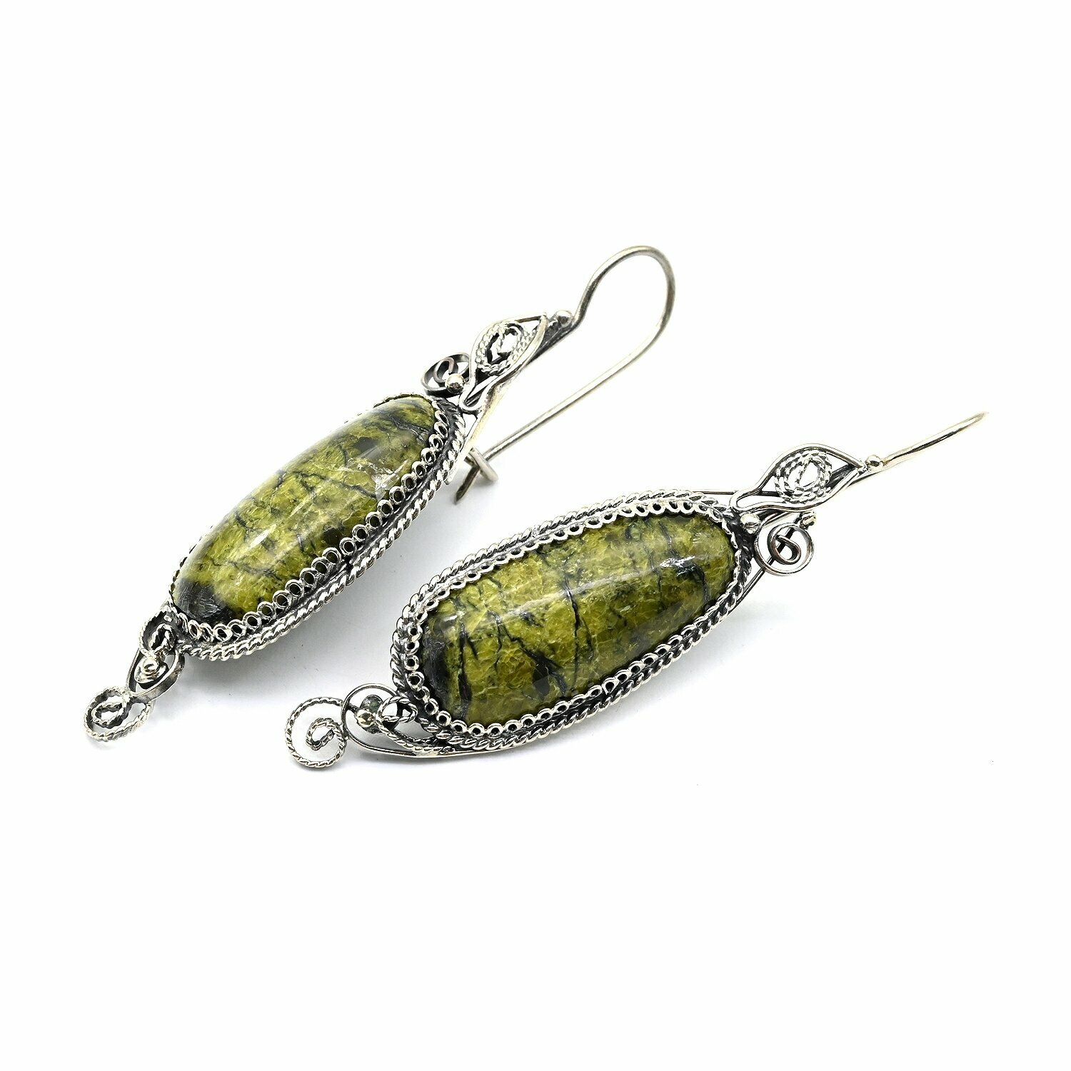 Серьги, змеевик