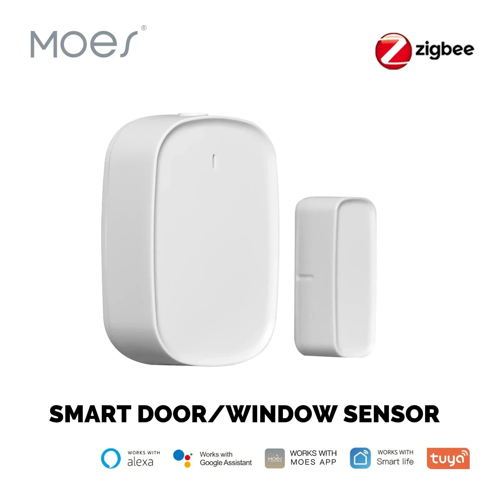 MOES Датчик открытия двери/окна Wi-Fi/ZigBee Zigbee Sensor White
