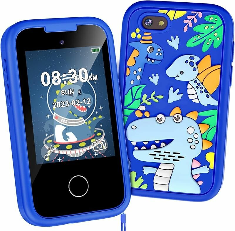 Детский игрушечный смартфон, сенсорный экран 2,8 дюйма, двойная камера, игры, музыкальный плеер, SD-карта 8G