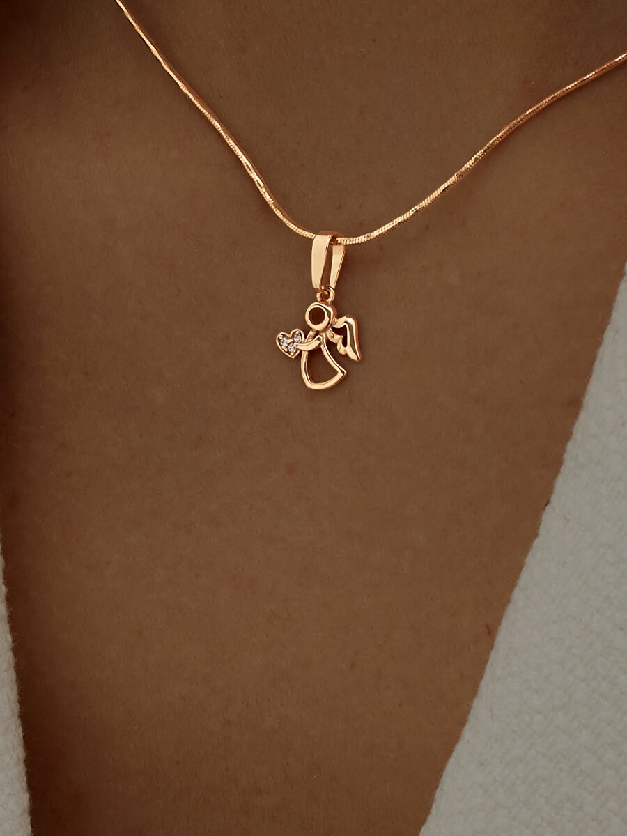 Подвеска, серебро, 925 проба, золочение, фианит