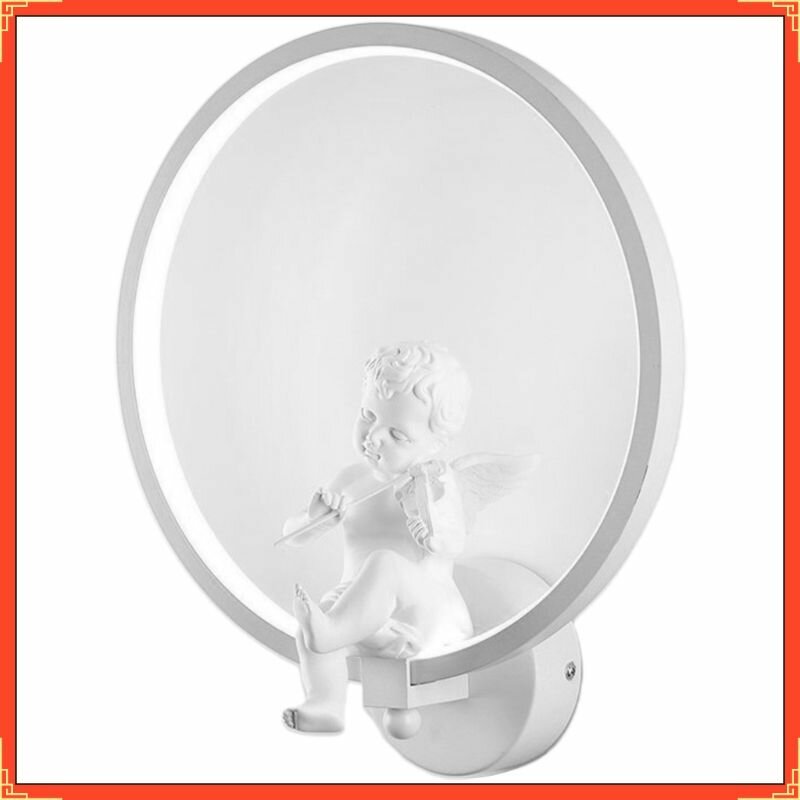 Скандинавская настенная лампа Ангел, играющий на скрипке , прикроватное бра, круглый ночник