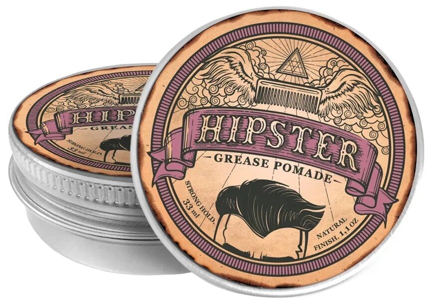 Hipster Бриолин Grease Pomade (Strong Hold), сильная фиксация, 33 мл, 35 г