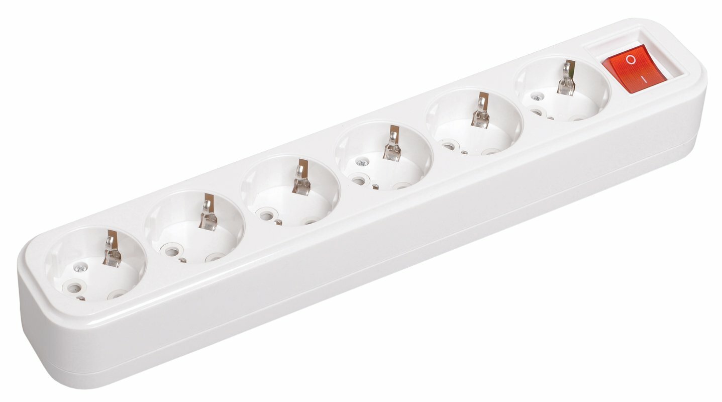 IEK Розетка переносная разб. с выкл. К06В 6 мест CLASSIC, KYP11-16-06-00-ZK