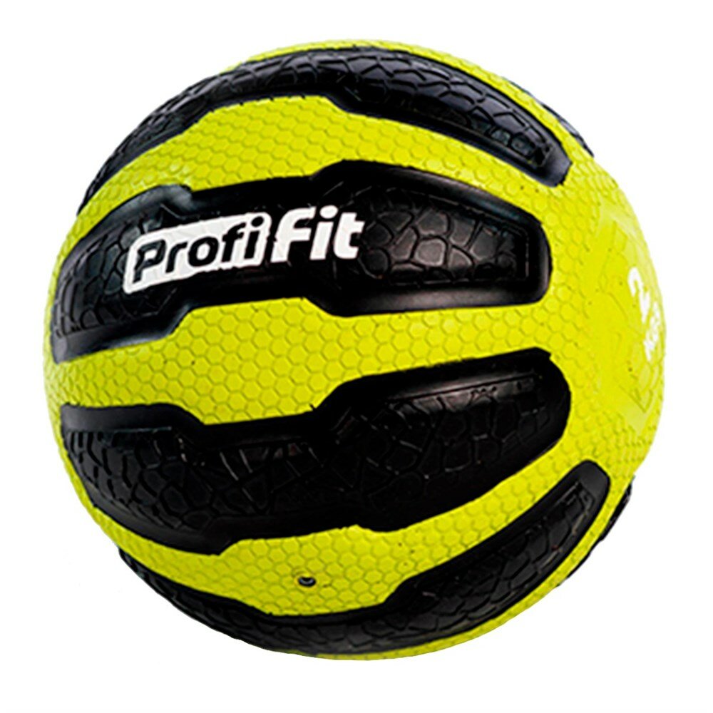 PROFI-FIT Медбол PROFI-FIT 2 кг лимонный с черными вставками