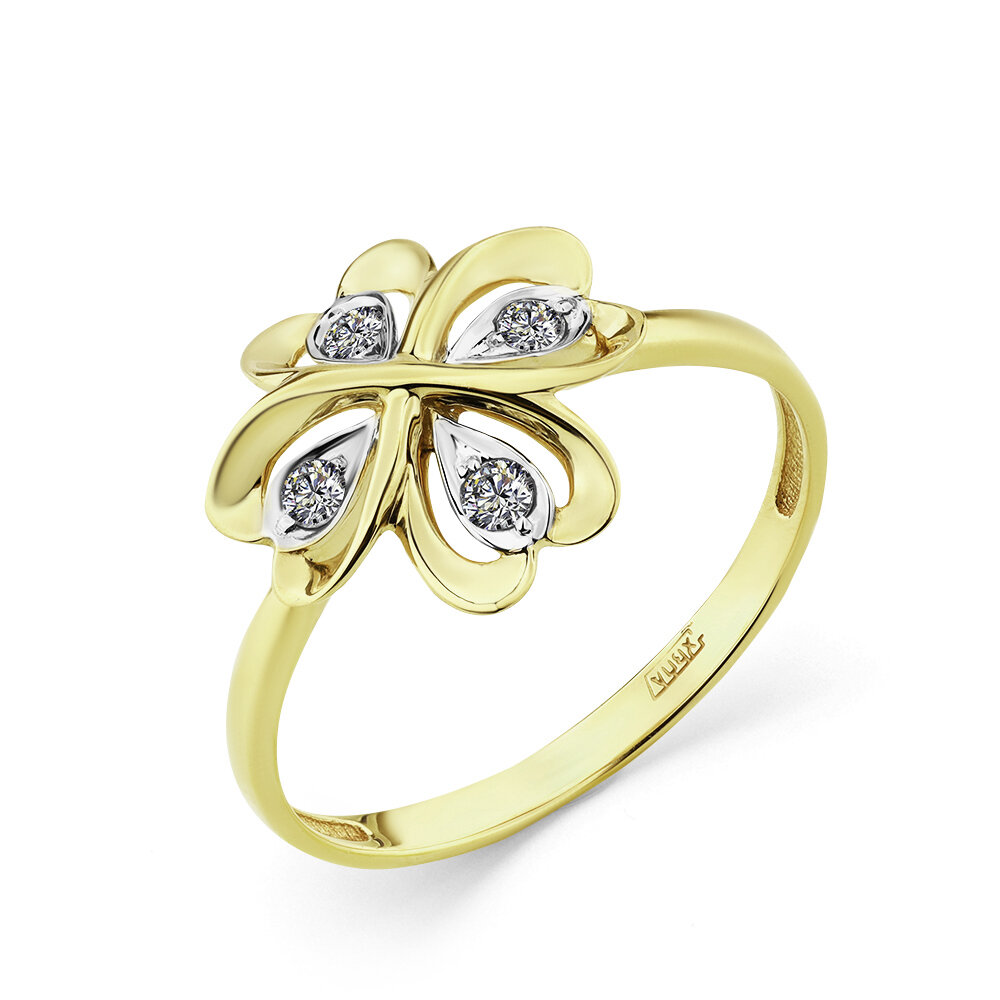 Кольцо, желтое золото, 585 проба, бриллиант