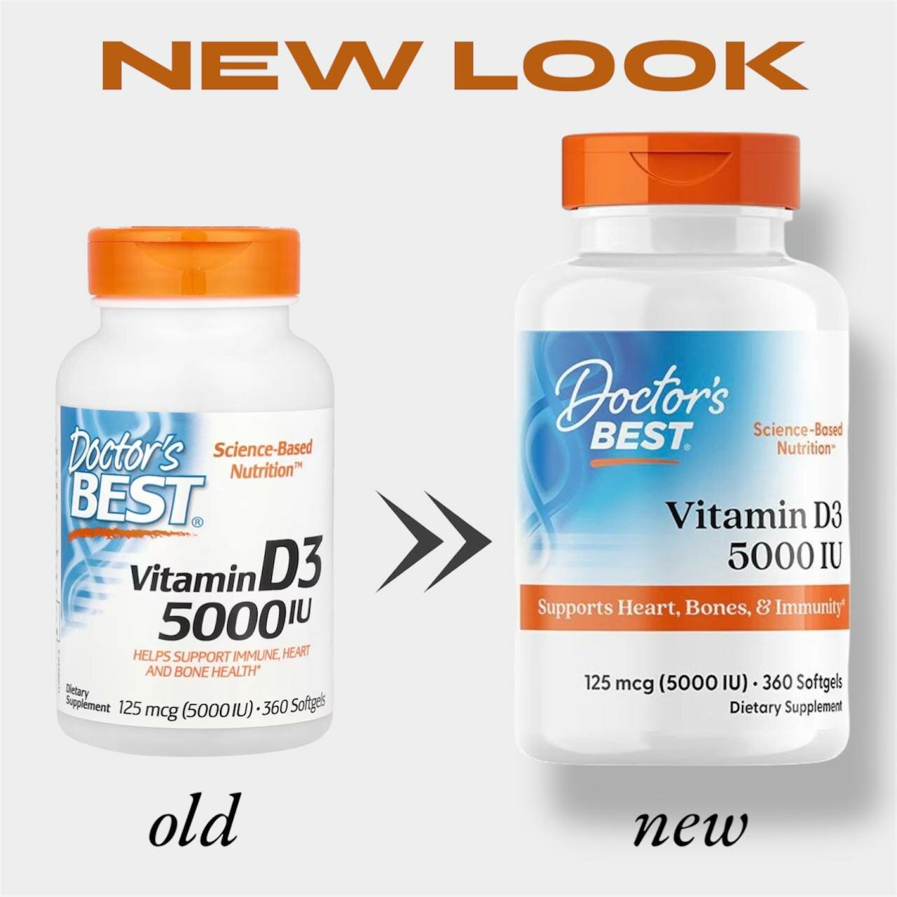 Doctor's Best, витамин D3, 125 мкг (5000 МЕ), 360 мягких таблеток