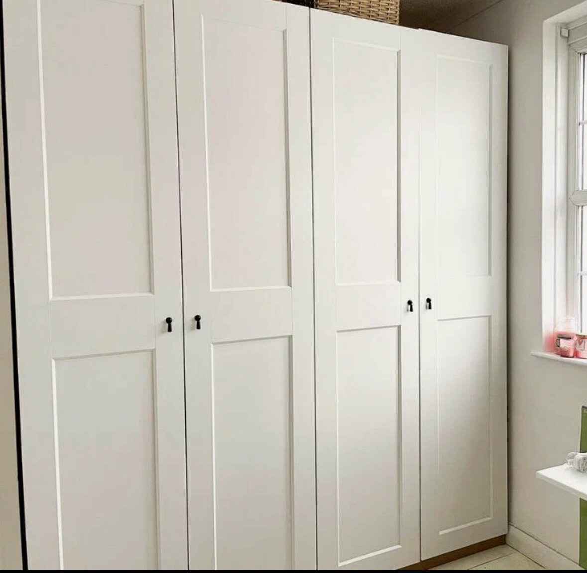 Шкаф икеа "РАХ", напольный, 200x61x233 см, белый, 4 дверцы, матовый