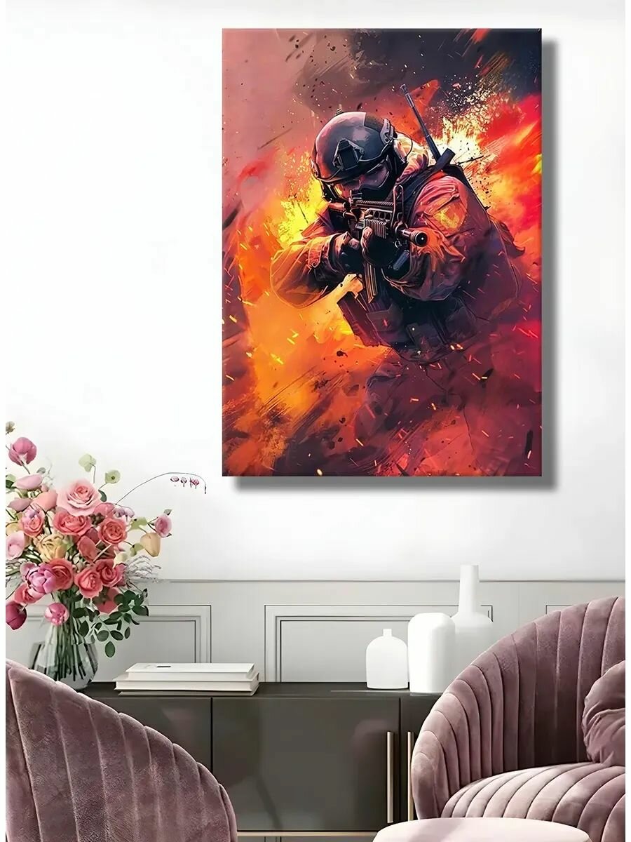 Картина "Огненный штурм", интерьерная 30х40см 1шт.