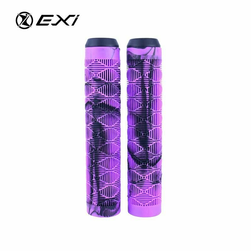 Грипсы для трюкового самоката, велосипеда, bmx. Набор 2 штуки + заглушки, 150 мм, цвет Фиолетовый, черный.