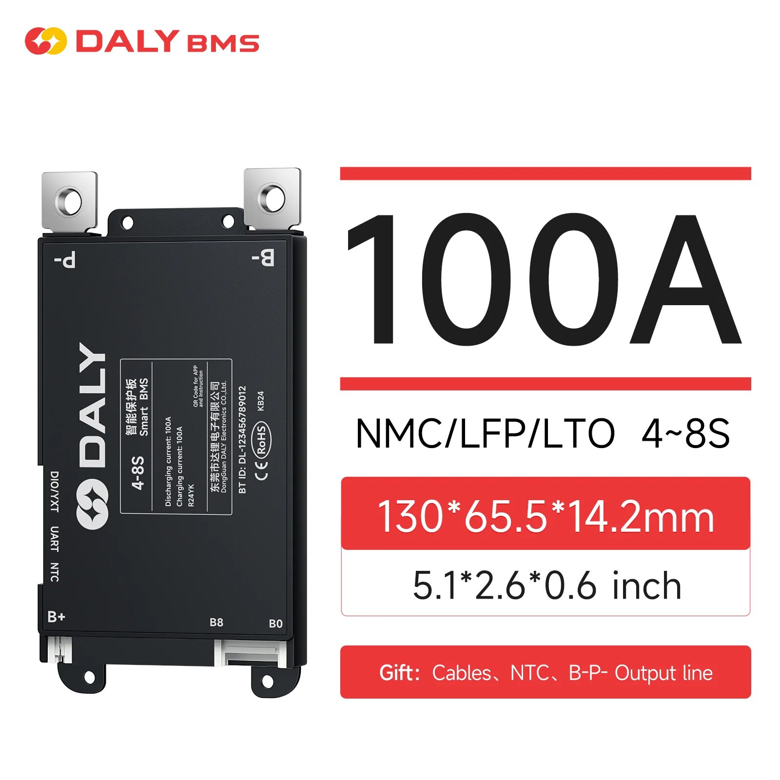Daly 100A BMS 4S-8S UART для NMC/LFP/LTO