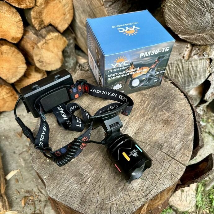 Мощный налобный фонарь YYC2269 6 АКБ в комплекте