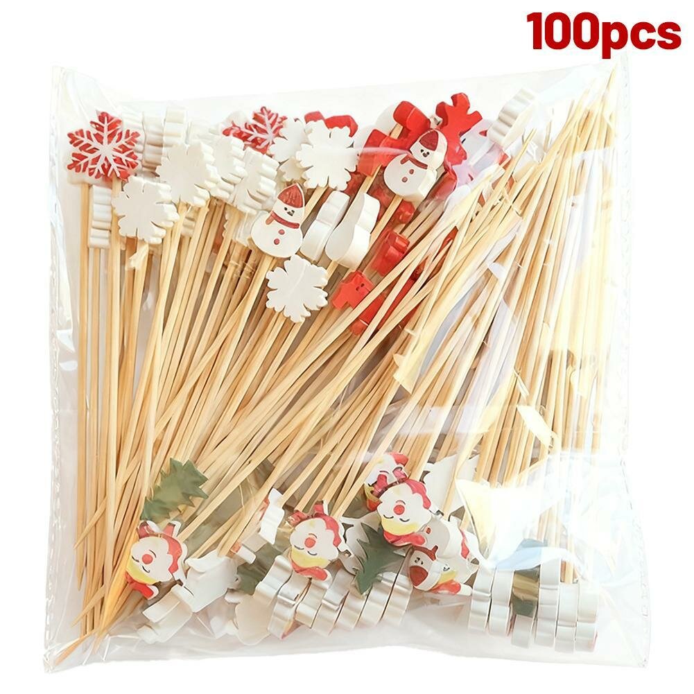 100 рождественских фруктовых бамбуковых палочек