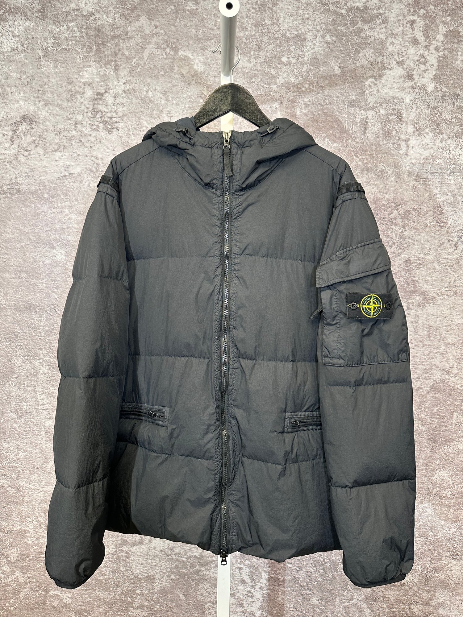 Пуховик Stone Island Черный с капюшоном XXL, Мужской, Пух/Перо, Парка