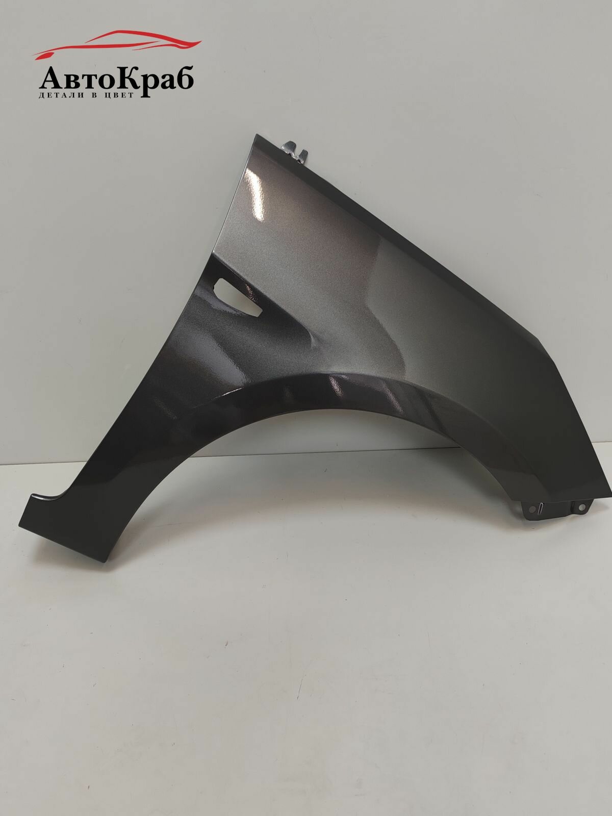 Крыло переднее правое под повторитель в цвет для Хендай Солярис 1 2010 - 2017 г. SAE - серый