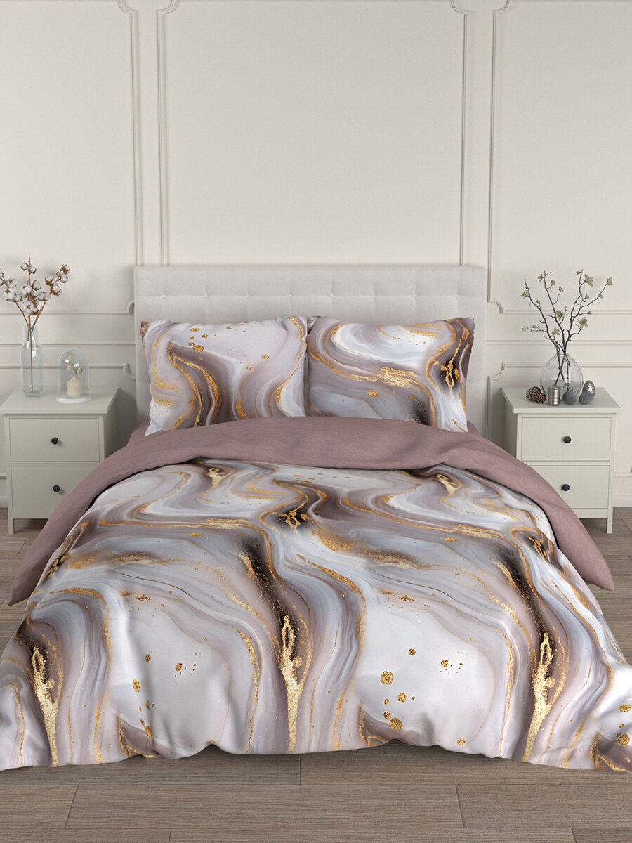 Комплект постельного белья Евро для Snoff "Вэйв", хлопок 100%, сатин