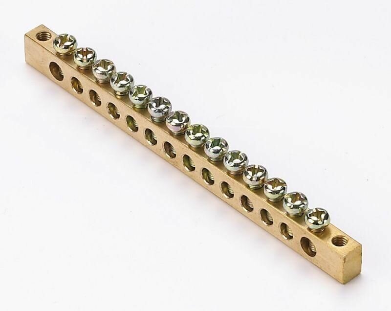 Шина нулевая DEKraft 14 групп, крепеж по краям, сечение 6х9 мм