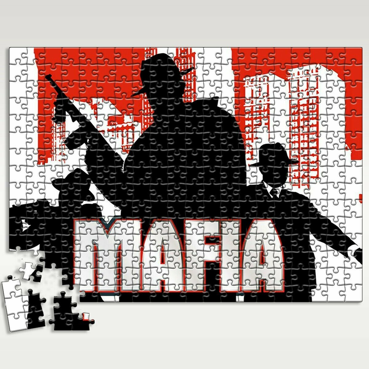 Пазл картонный А3: модель настольная игра Мафия город засыпает гангстеры - 6970
