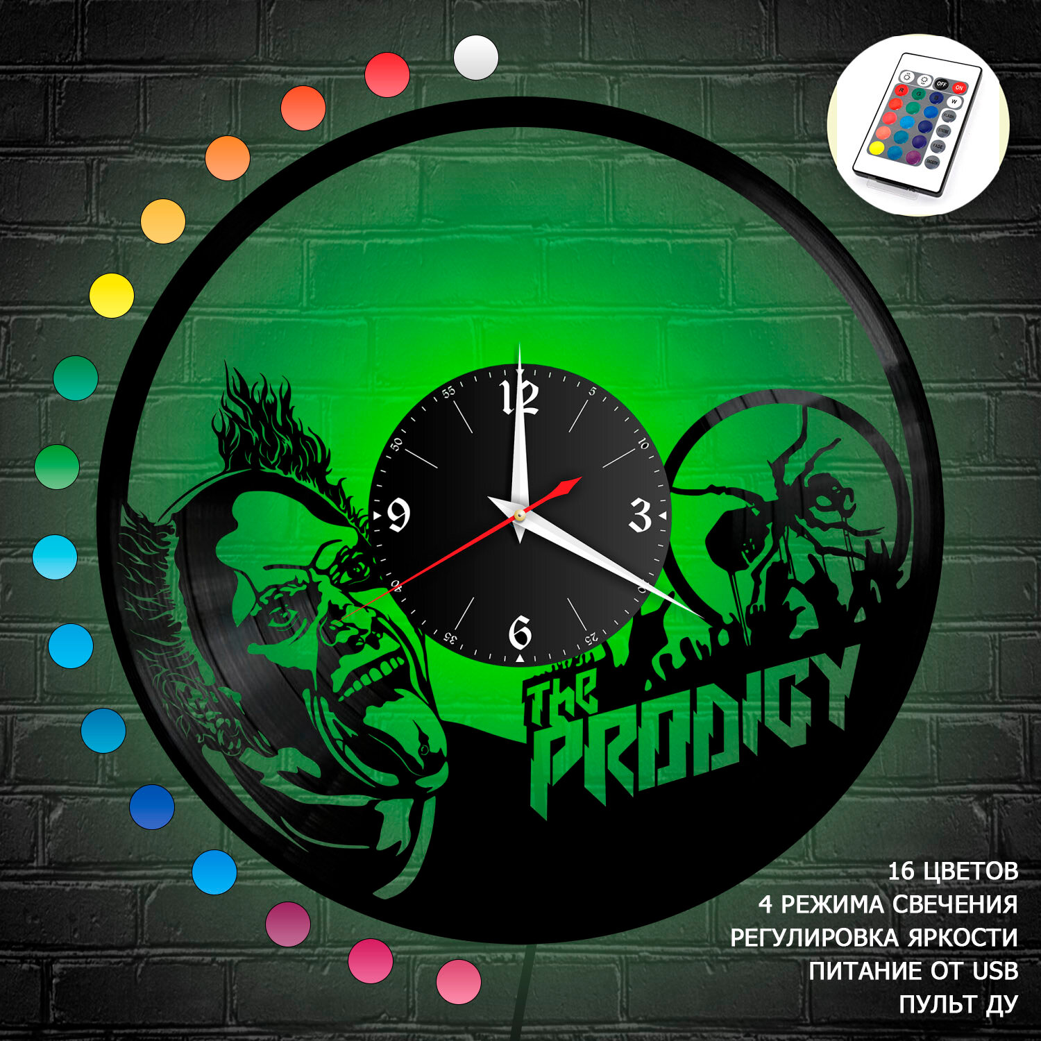 Часы с подсветкой группа The Prodigy из винила, №2