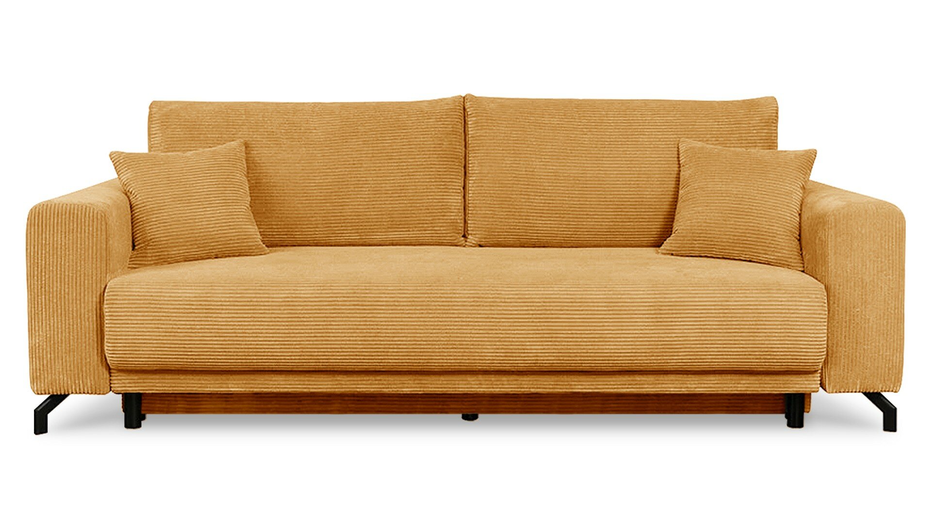 Диван Сенлин Лайт Cilium Umber NOW 252x103x90 см, желтый Вельвет, еврокнижка Фиеста — фото 1