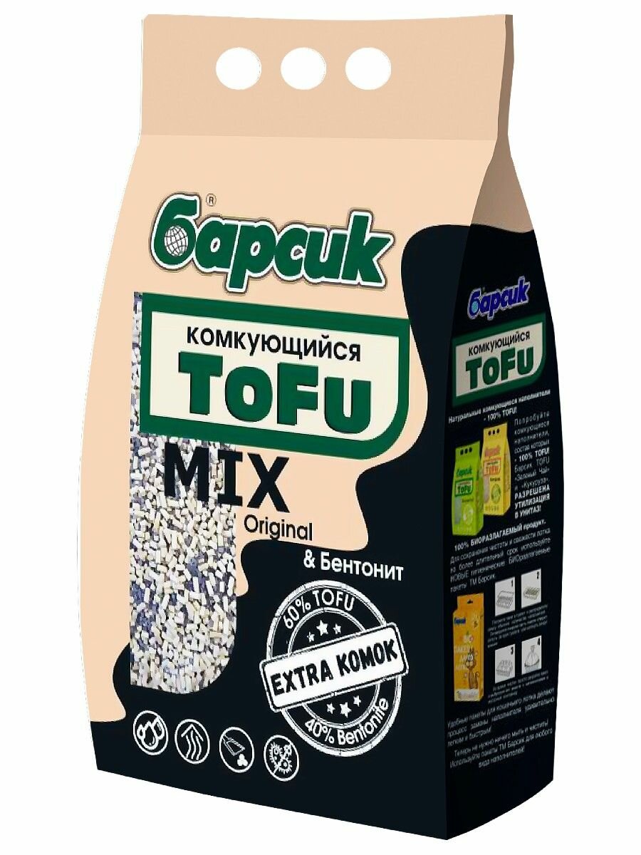 Наполнитель Барсик TOFU MIX Original & Бентонит Комкующийся 4,54л
