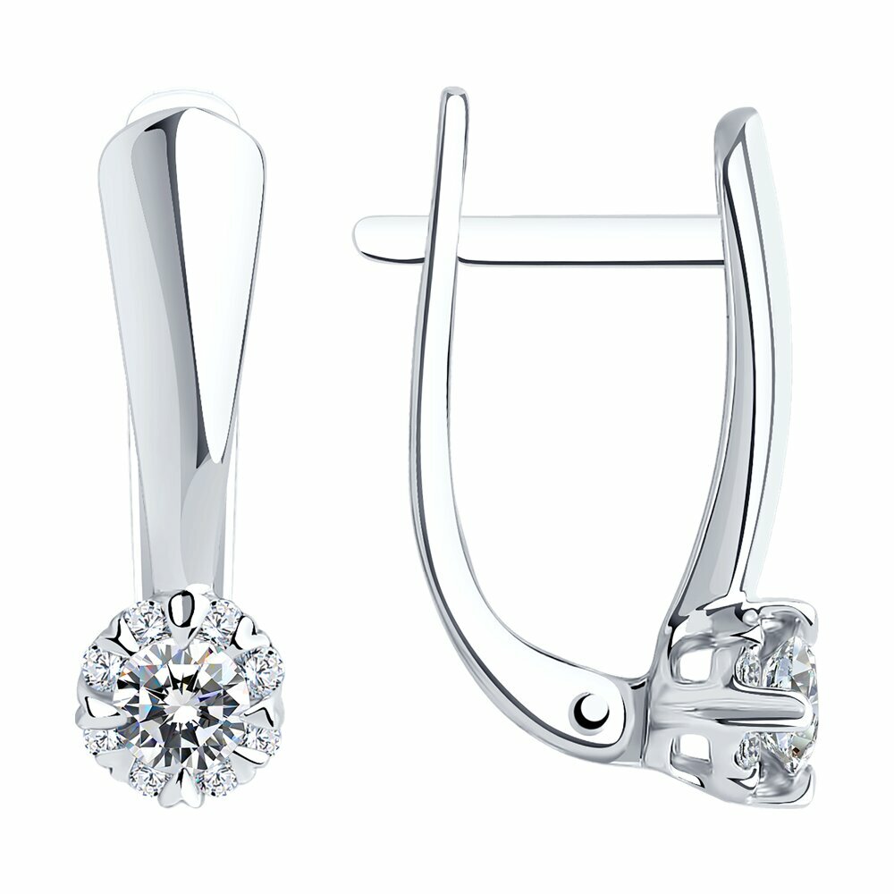 Серьги, белое золото, 585 проба, бриллиант