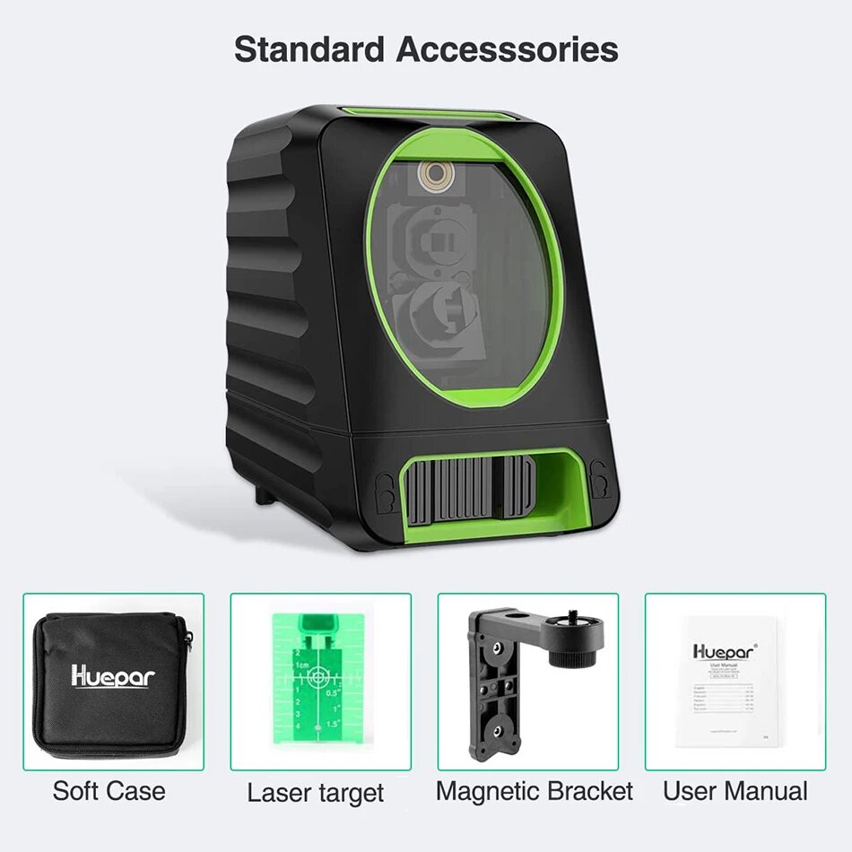 Huepar 150ft/45m Зеленый Лазерный Уровень BOX-1G With bracket