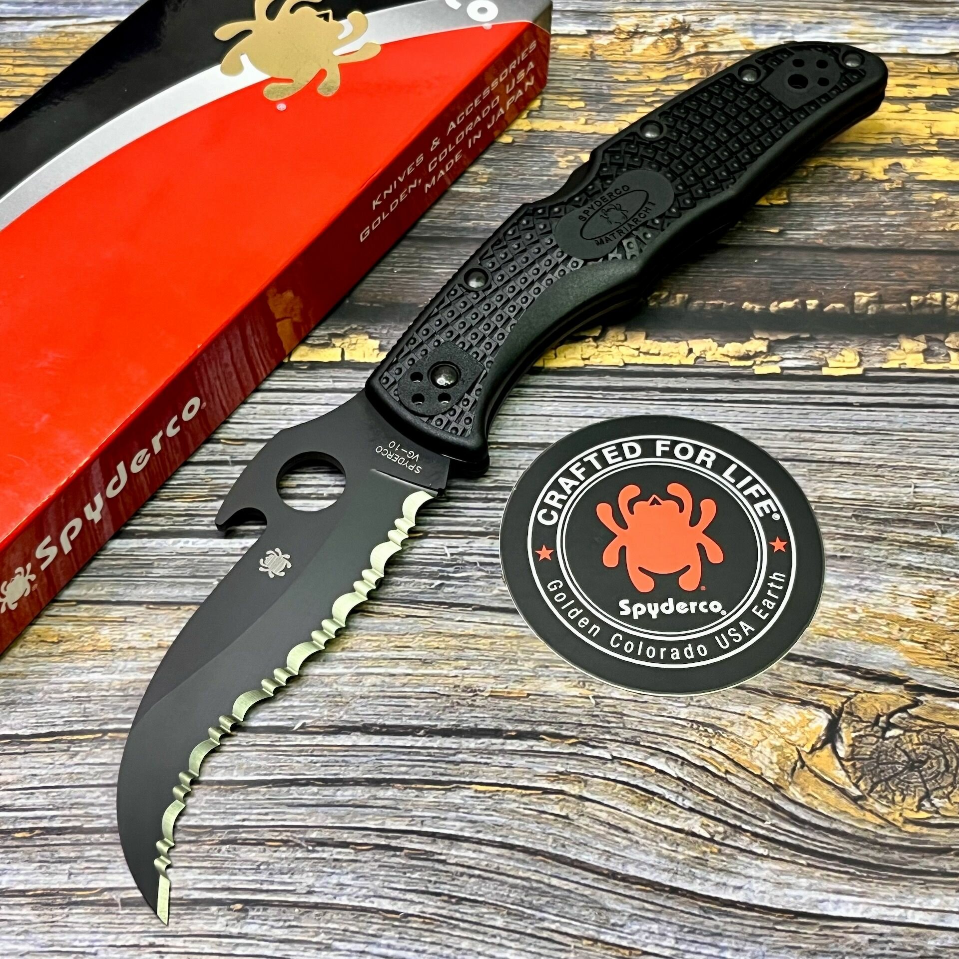 Нож складной Spyderco C12SBBK2W Matriarch 2, Emerson Opener, Black Blade