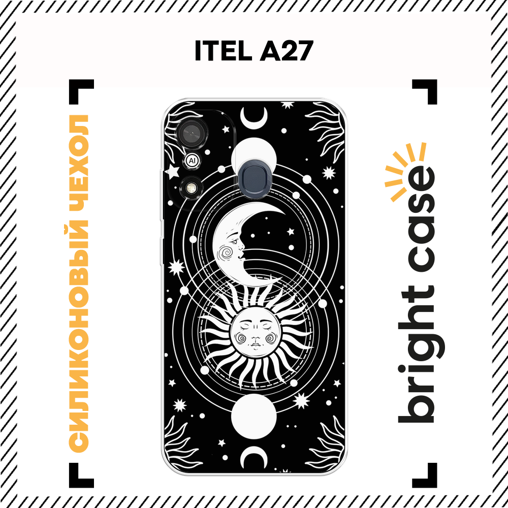 Силиконовый чехол на Itel A27 / Ител А27 с принтом Дуэт Солнца и Луны