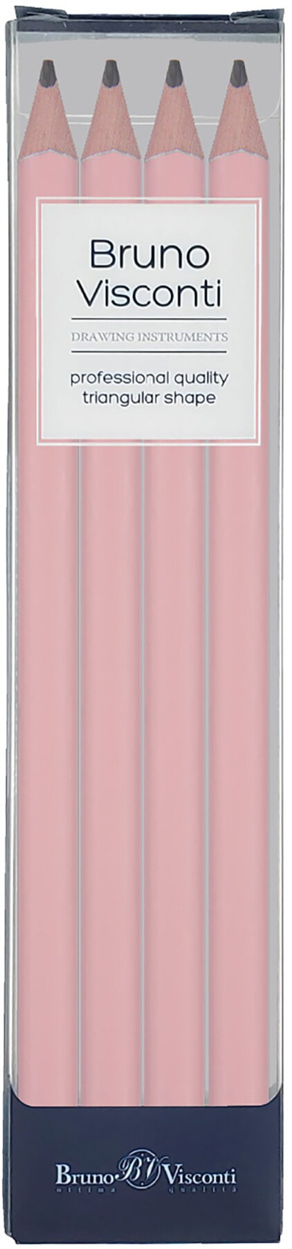 Набор чернографитовых карандашей HappyGraphix Jumbo. Зефирный розовый, 4B, 4 штуки