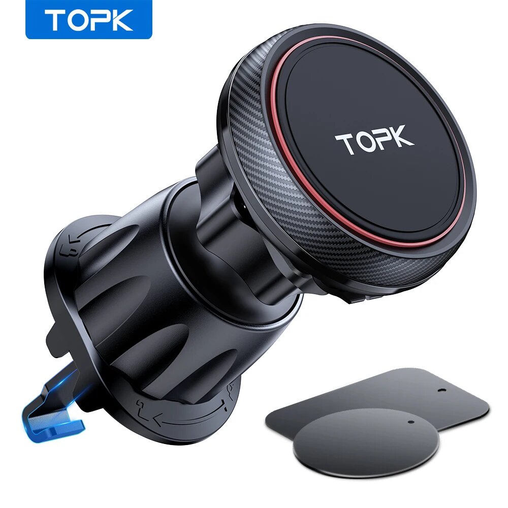 TOPK Магнитный держатель для телефона в авто, черный