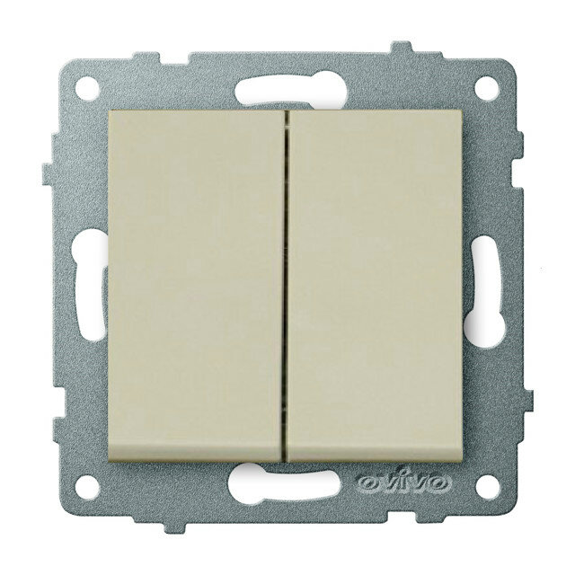 OVIVO Loft крем 2-клавишный выключатель для домашней электрики, установка на рамку